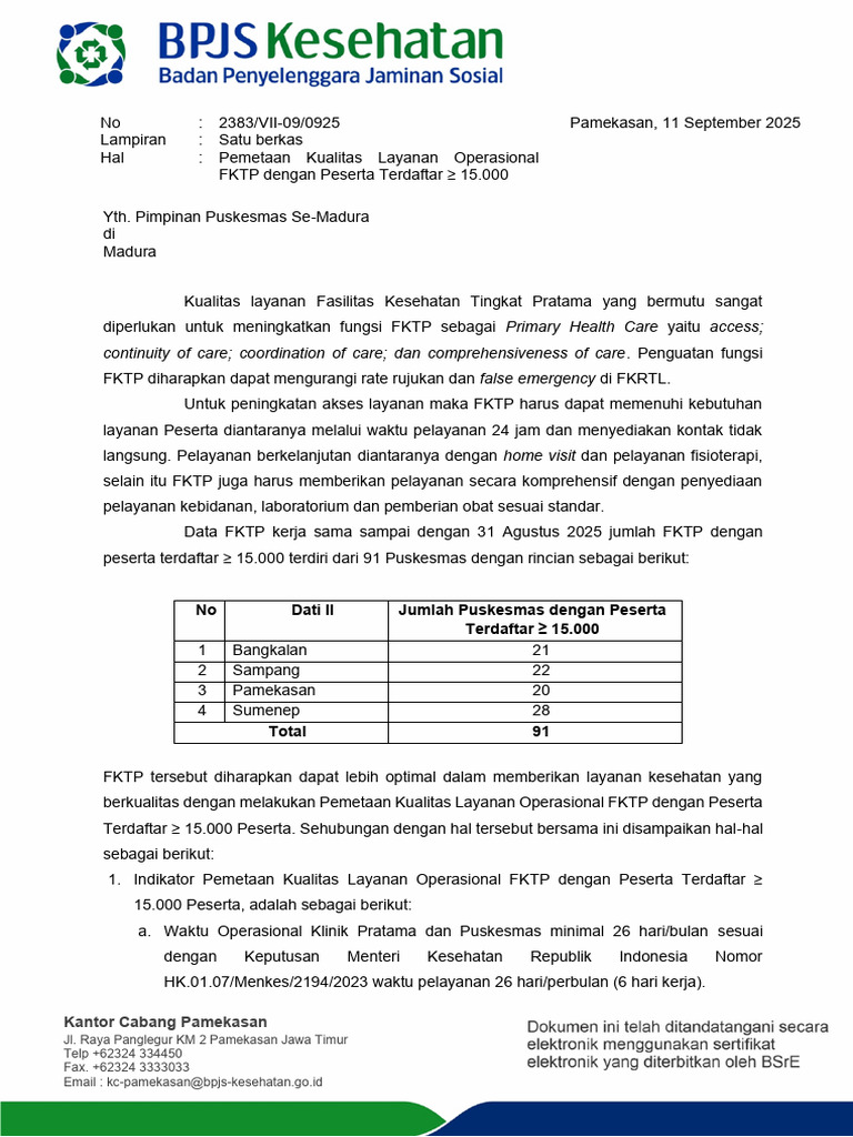 Pemetaan FKTP Dengan Peserta 15000 | PDF