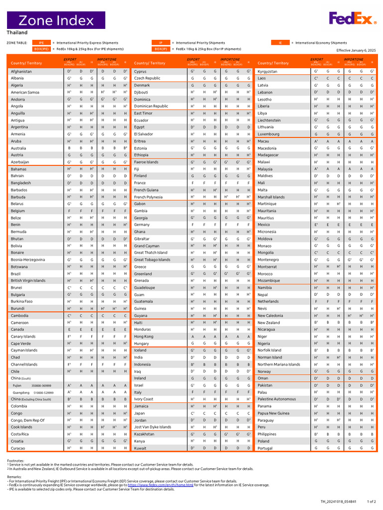 FedEx International Service Coverage 2025 | PDF | International ...