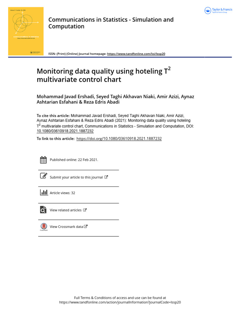 Monitoring Data Quality with T2 Control Chart | PDF | Data Quality ...