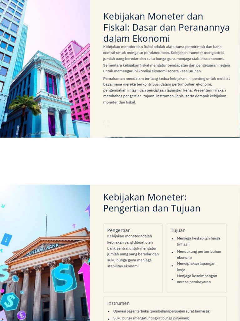Kebijakan Moneter Dan Fiskal Dasar Dan Peranannya Dalam Ekonomi PDF | PDF