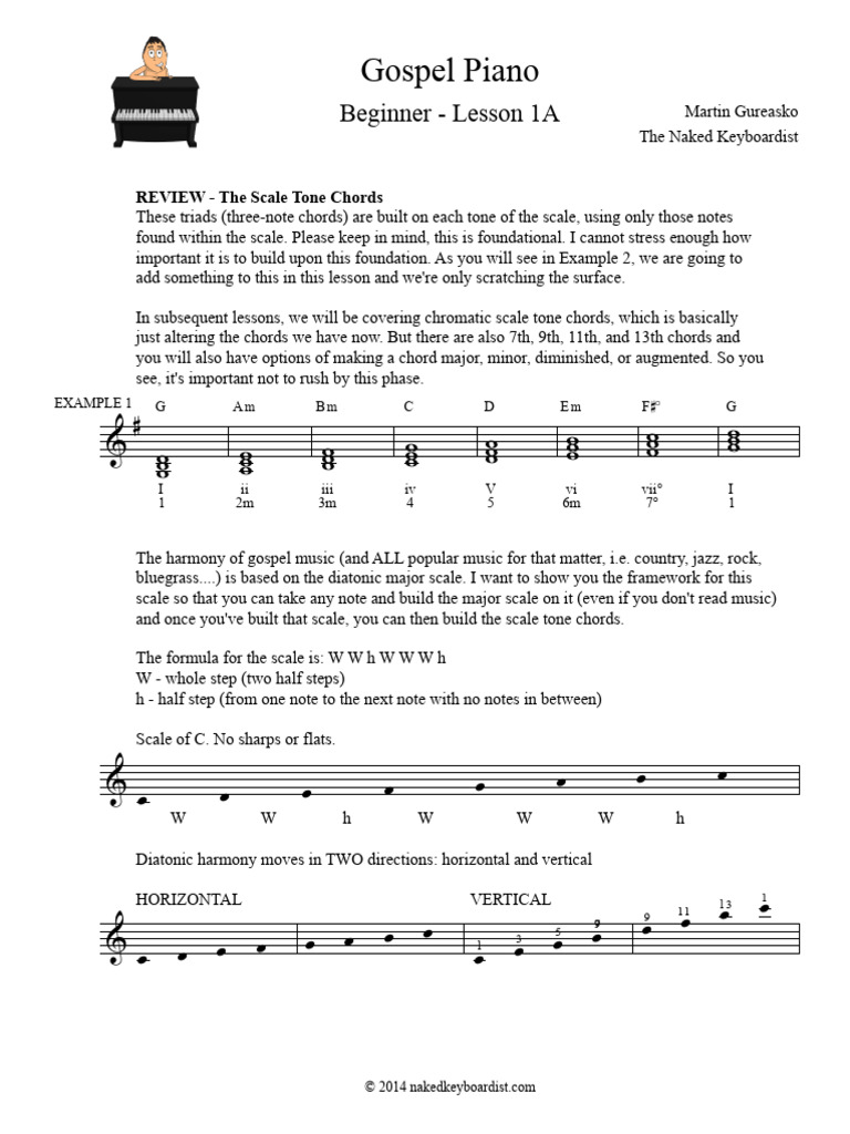 Gospel Piano Beginner Lesson 1A | PDF | Chord (Music) | Scale (Music)