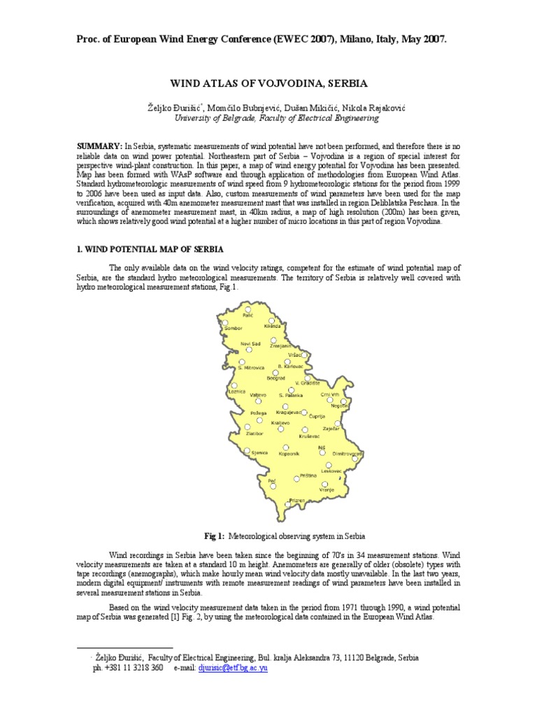 Wind Potential Map of Vojvodina, Serbia | PDF | Wind Power | Wound