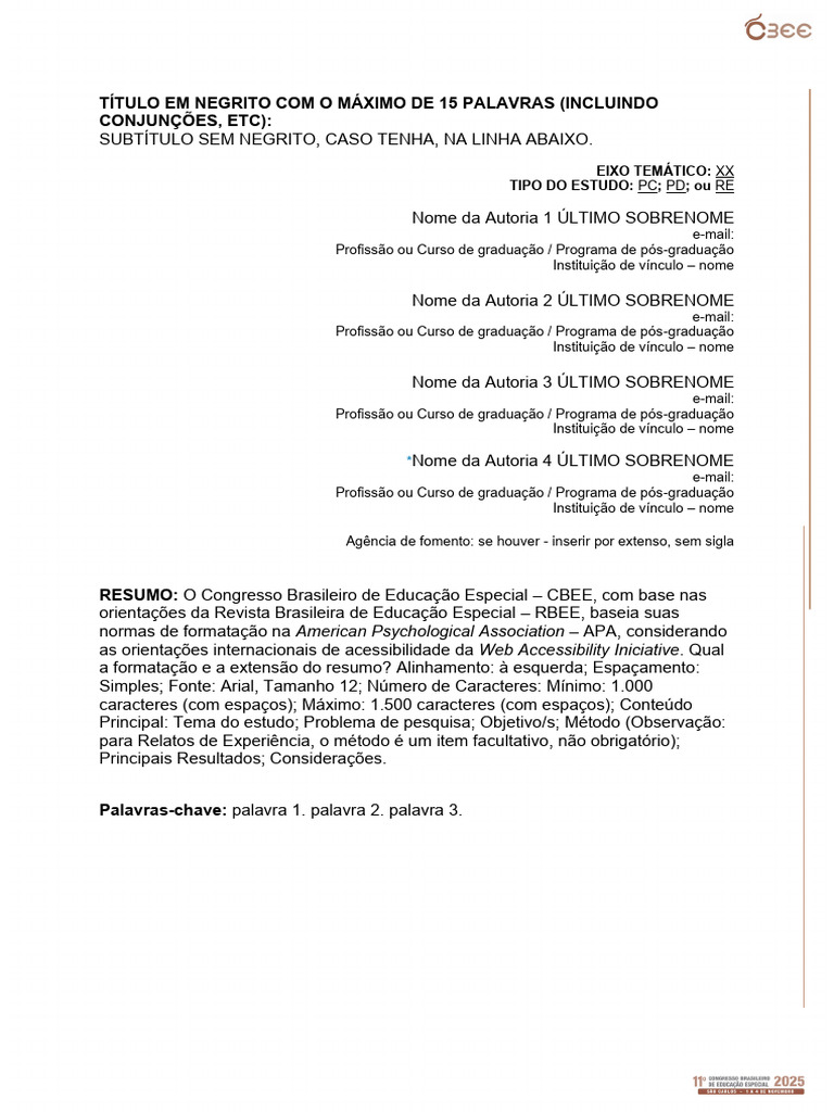 CBEE - Modelo Pronto para A Escrita Científica Acessível - Novo | PDF ...