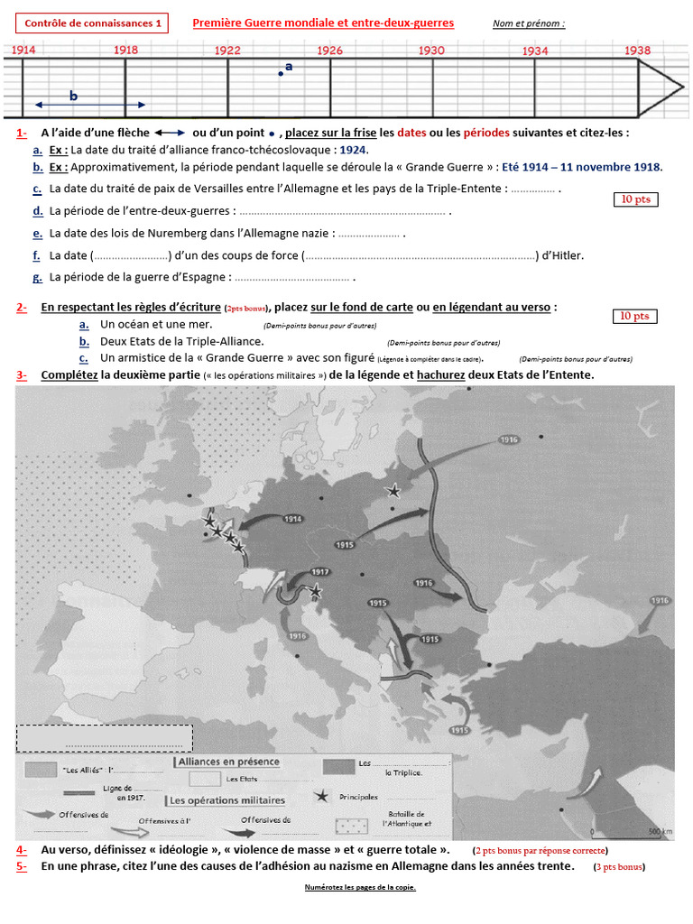 CDC 1-1 Première Guerre Mondiale Et Entre-Deux-guerres - 2024 | PDF