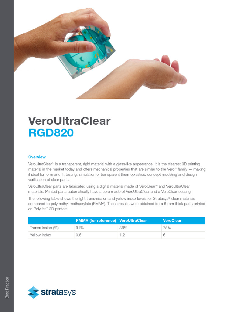 VeroUltraClear RGD820 3D Printing Guide | PDF