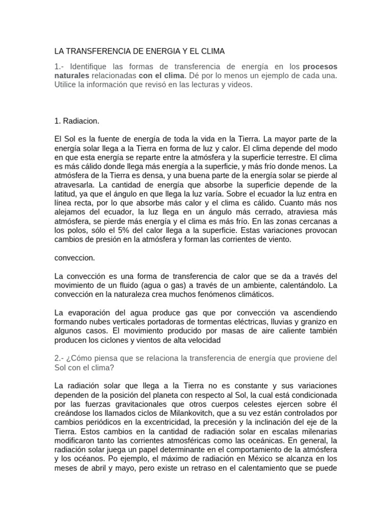 La Transferencia de Energia y El Clima | PDF | Convección | Clima
