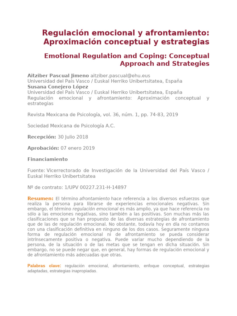 Regulación Emocional y Afrontamiento | PDF | Las emociones ...