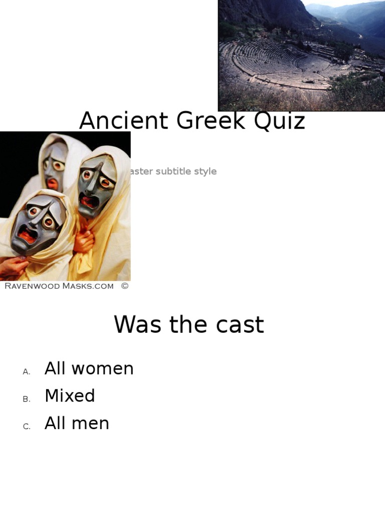 Ancient Greek Quiz on Myths and Plays | PDF | Art | Classics