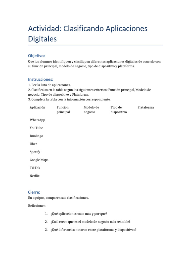 Actividad3 Clasificacion Aplicaciones | PDF