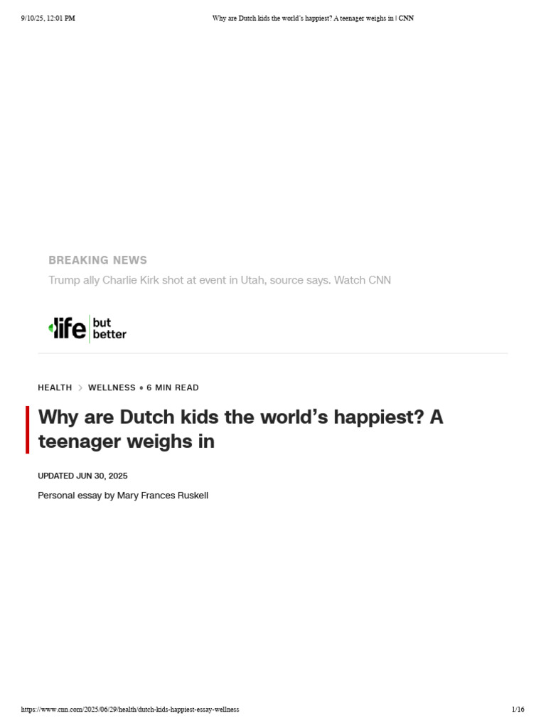 Dutch Kids' Happiness Explained | PDF | Adolescence | Parenting