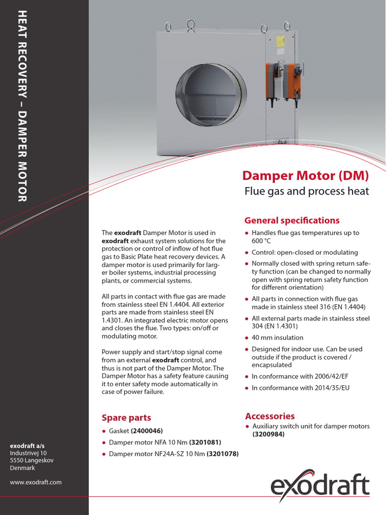 Exodraft Damper Motor Specifications | PDF | Alternating Current | Boiler