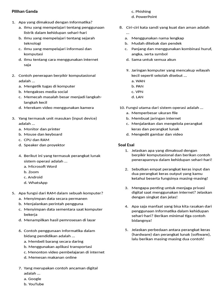 Soal Ulangan Harian 1 | PDF