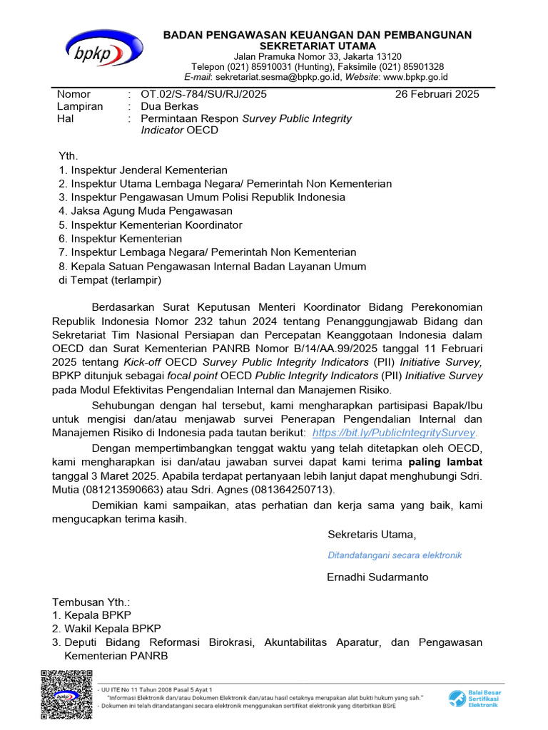 Survei Indikator Integritas Publik OECD | PDF