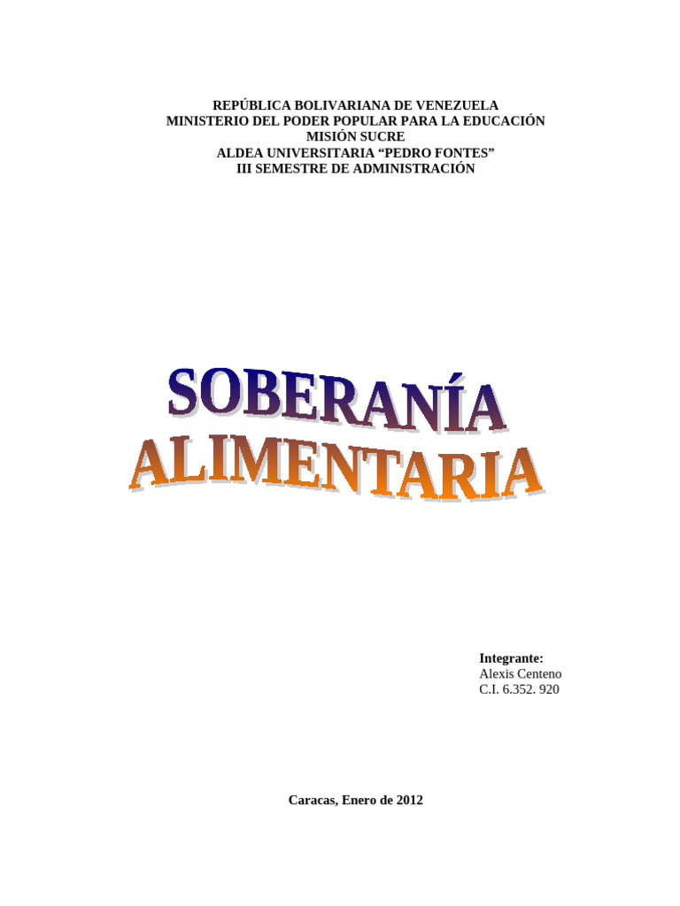 Soberanía Alimentaria | PDF | Economias