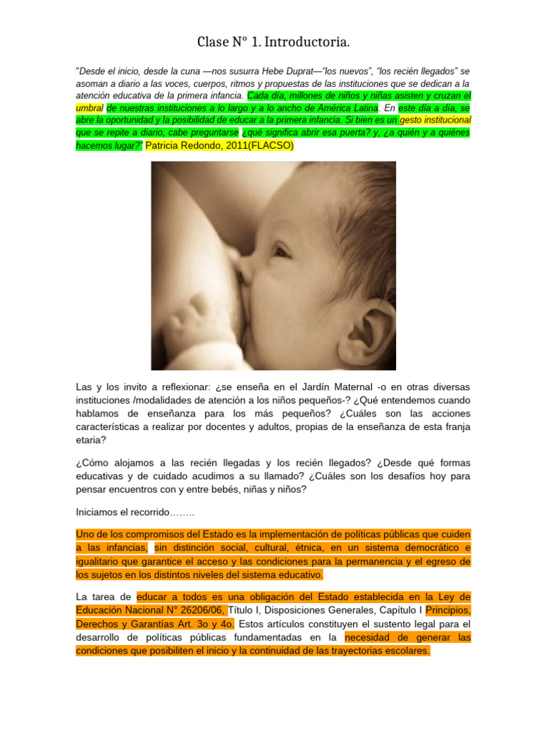 Clase N 1 Educacion Temprana. | PDF | Educación de la primera infancia ...