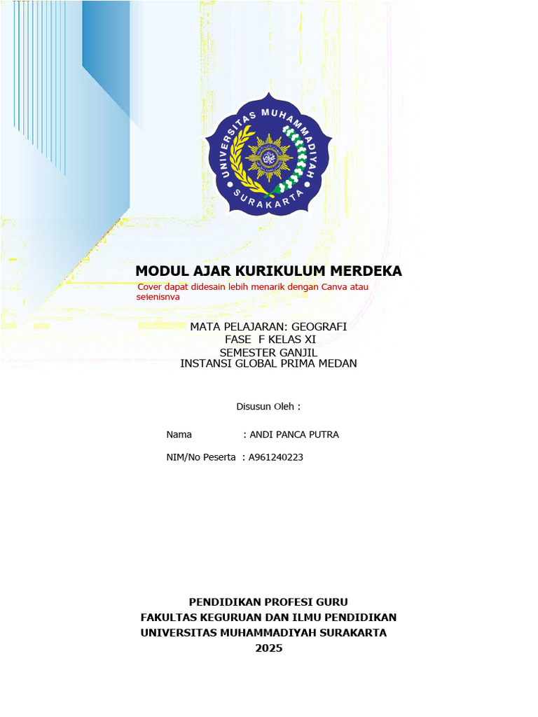 Template Modul Ajar Kurikulum Merdeka PPG UMS (2025 v4) | PDF