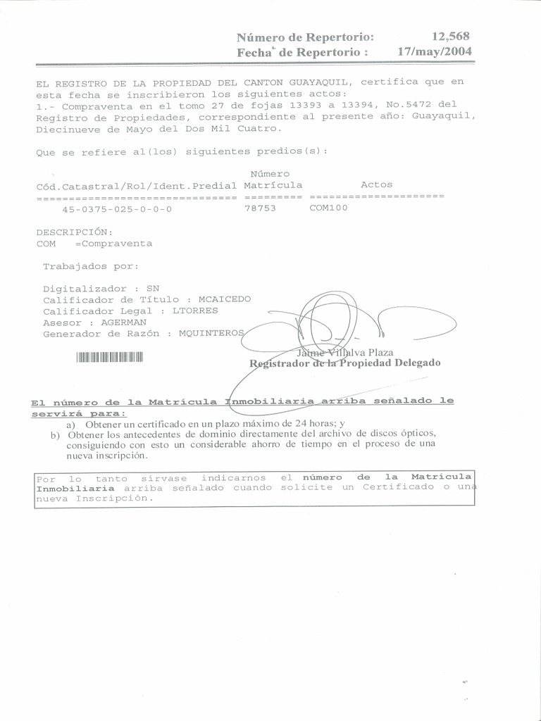 Numero de Repertorio | PDF
