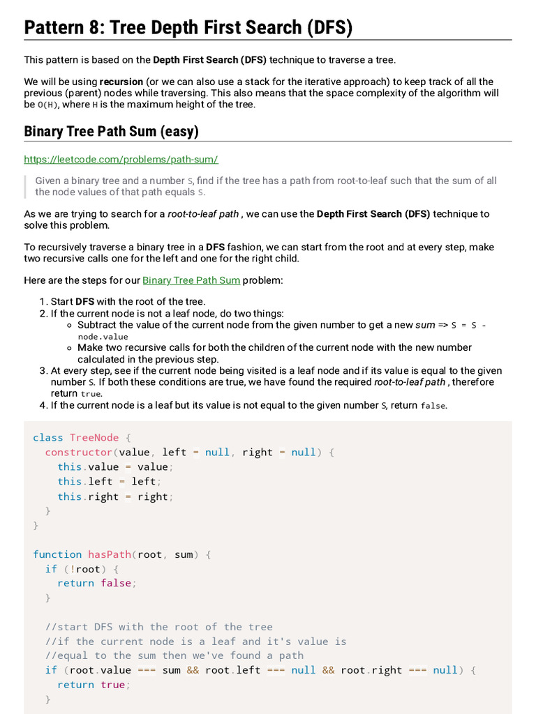 Pattern 08 - Tree Depth First Search (Markor) | PDF | Algorithms And Data Structures ...