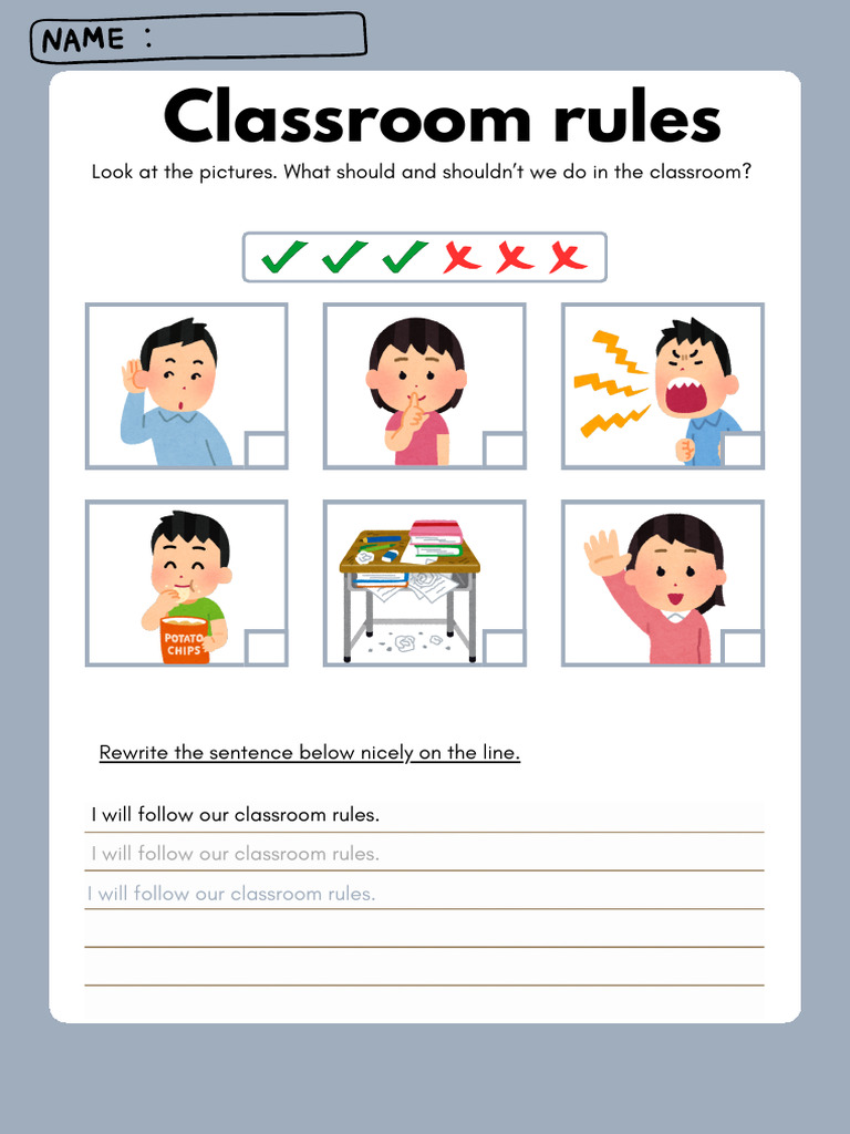 Classroom Rules Worksheet | PDF