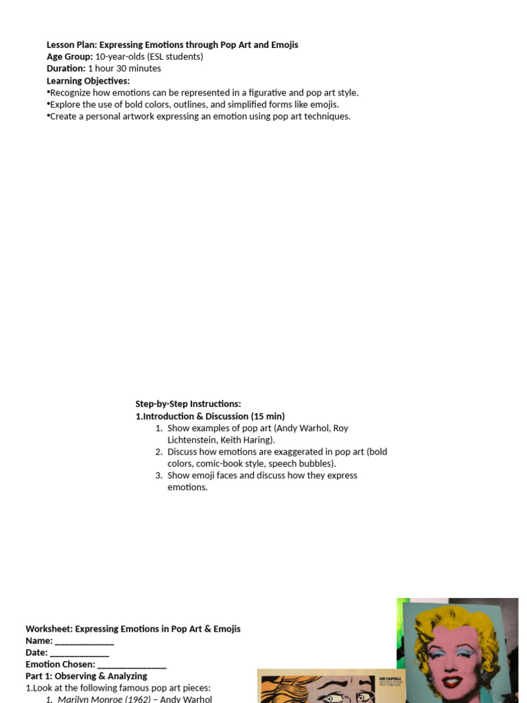 Expressing Emotions Through Pop Art and Emojis | PDF | Paintings | Emotions