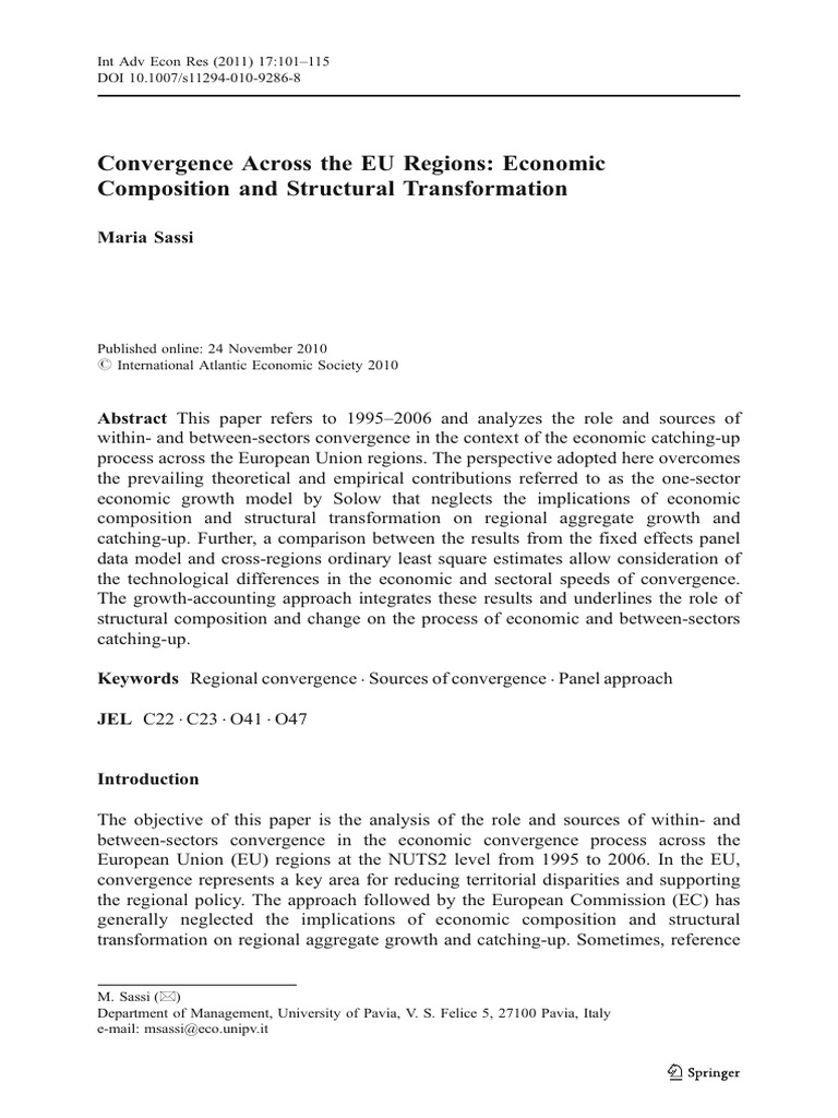 EU Regional Economic Convergence Analysis | PDF | Ordinary Least ...