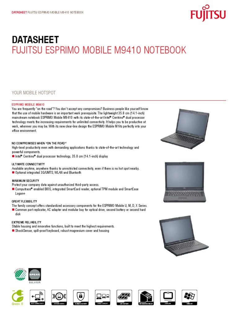 Fujitsu EsprimoMobeile m9410 | PDF | Laptop | Hard Disk Drive