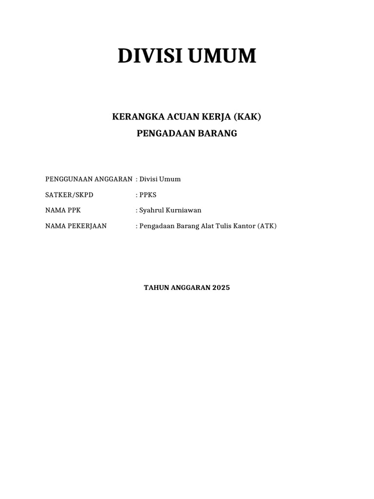 Pengadaan ATK Divisi Umum 2025 | PDF