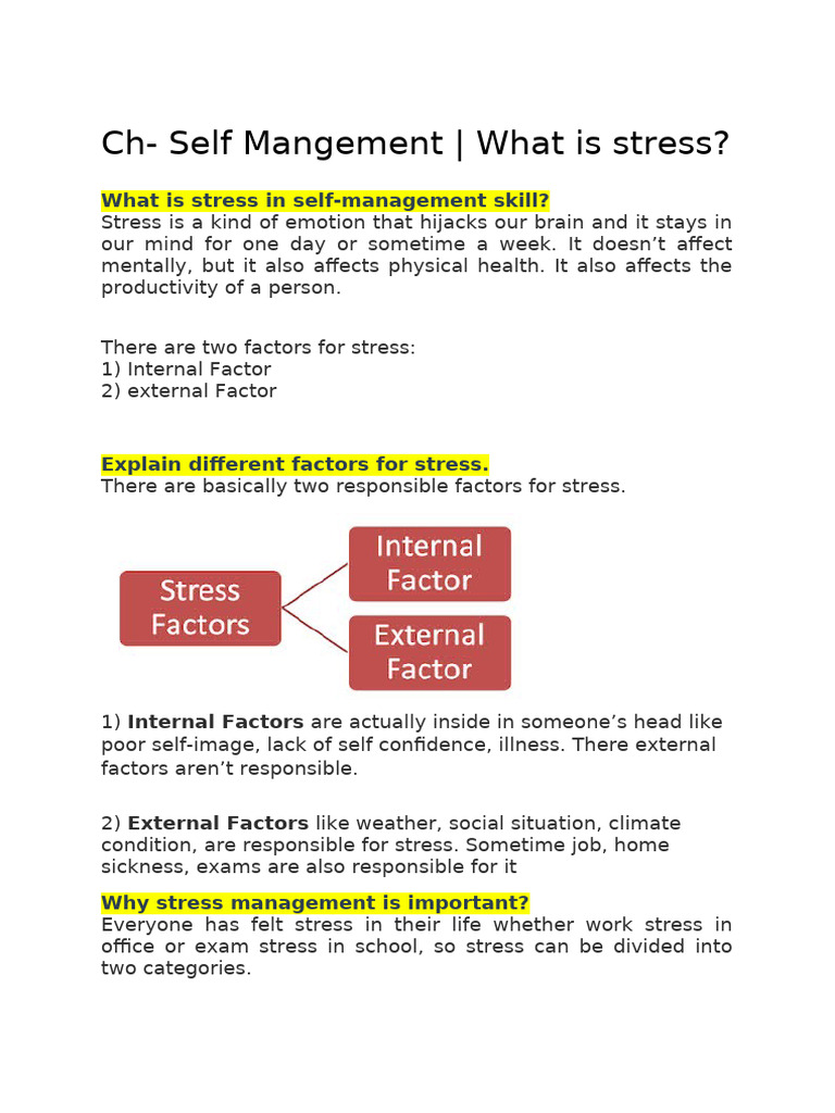 Understanding Stress in Self-Management | PDF | Stress (Biology ...