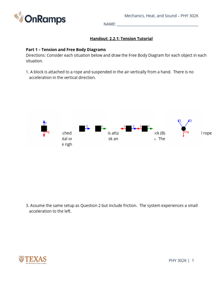 Completed Tension Tutorial With FBDs | PDF | Tension (Physics) | Force