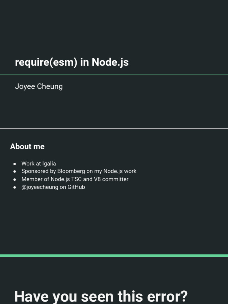 Require Esm in Node - Joyee Cheung | PDF | Software Engineering | Software Development