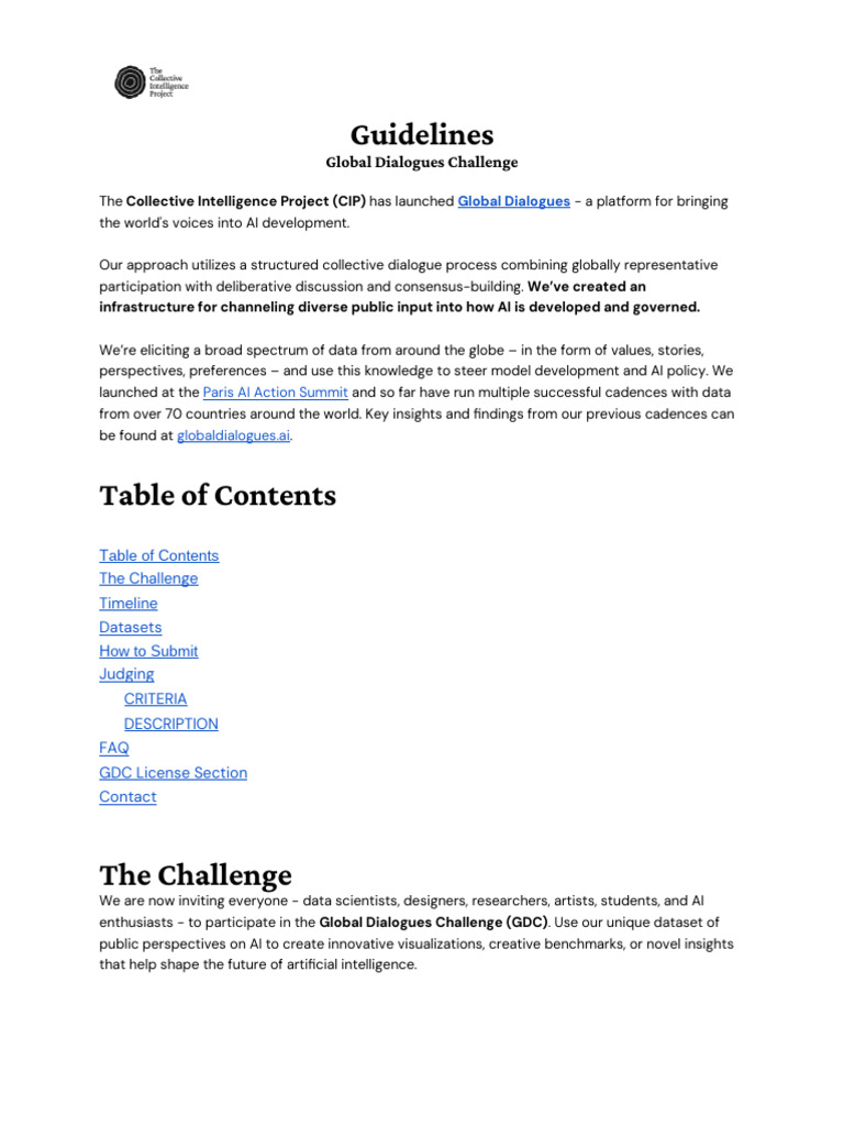 Global Dialogues Challenge - Guidelines | PDF | Artificial Intelligence ...