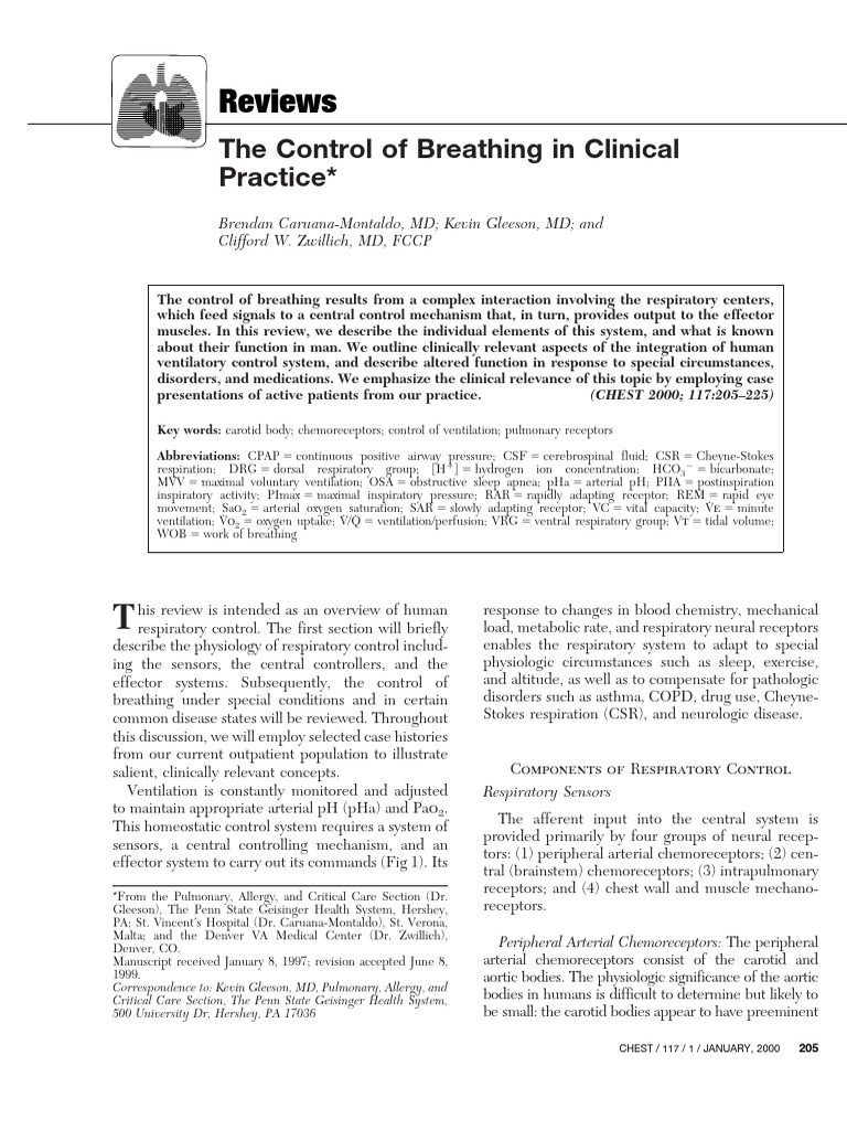 Control of Breathing in Clinical Practice | PDF | Exhalation | Breathing
