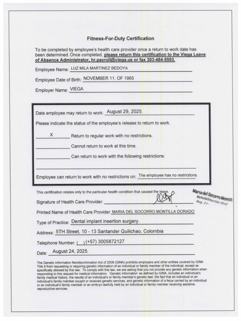 Fitness For Duty Certification | PDF
