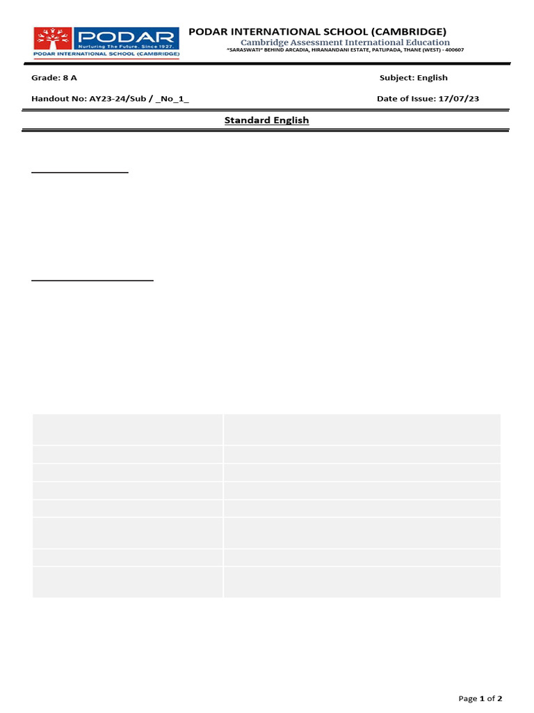 Standard English Sentences | PDF | English Language | Grammar