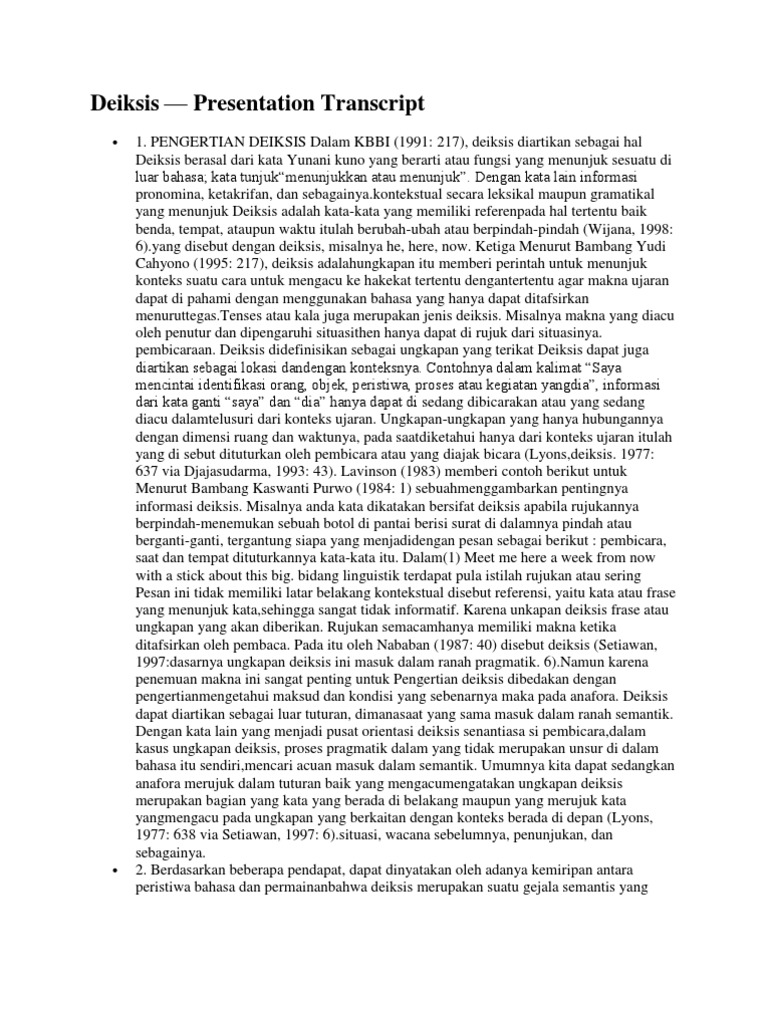 Deiksis | PDF