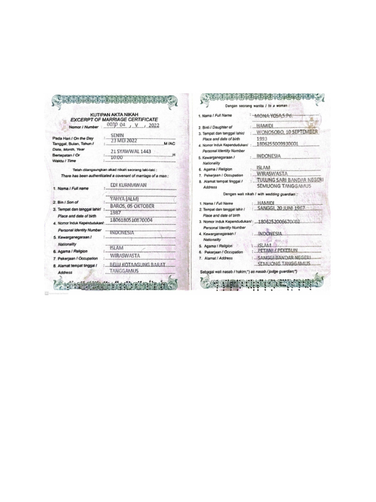 Akta Nikah | PDF