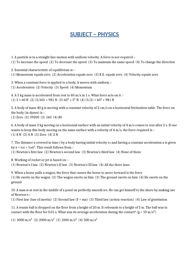 Newtons Laws of Motion Worksheet | PDF | Force | Momentum