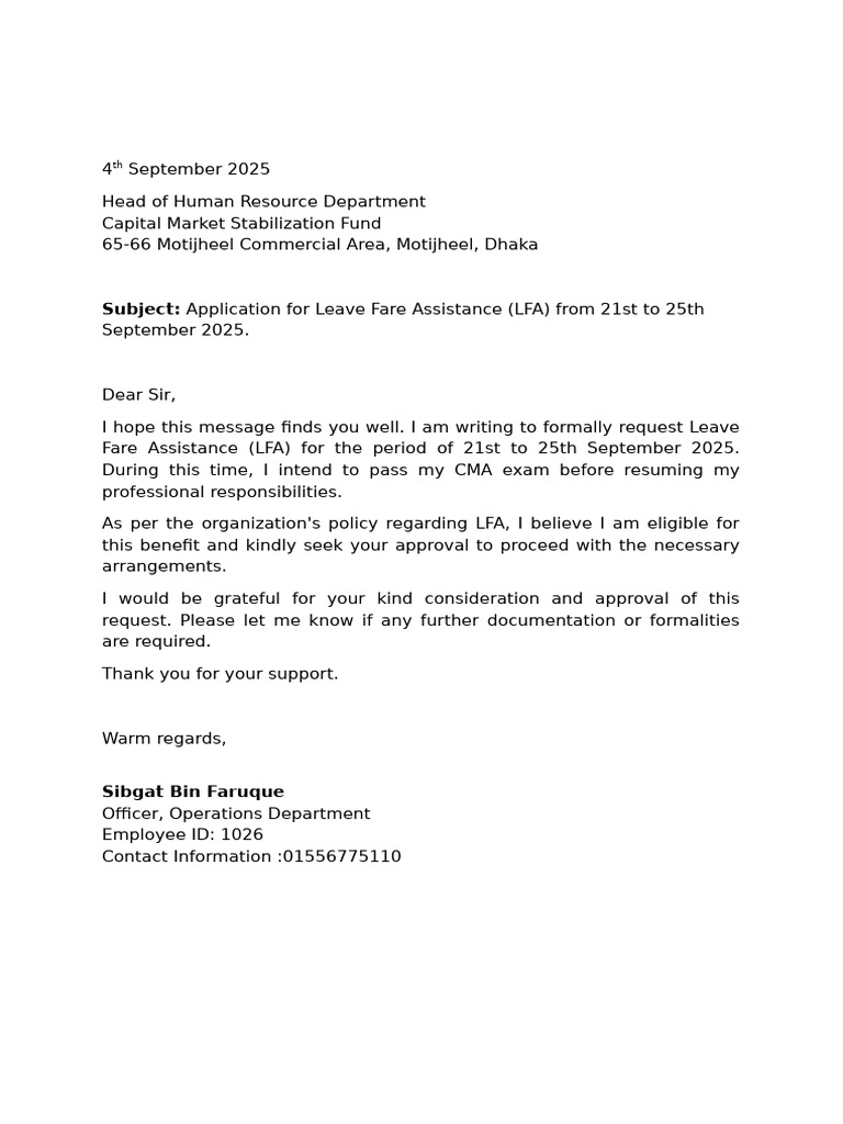 Application For Lfa | PDF