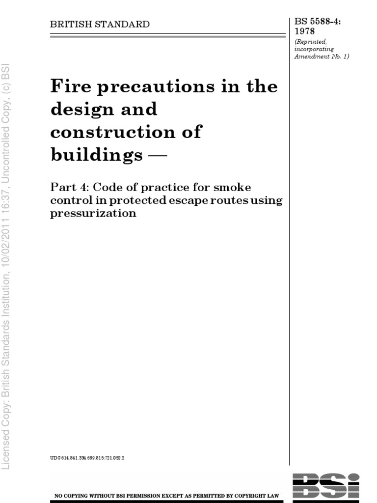 BS 5588 Part 4 1978 | PDF | Duct (Flow) | Ventilation (Architecture)