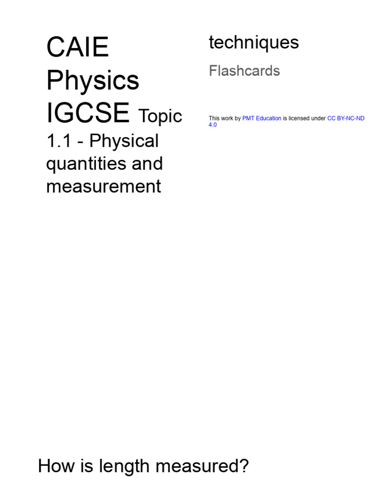 Flashcards - Topic 1.1 Physical Quantities and Measurement Techniques ...