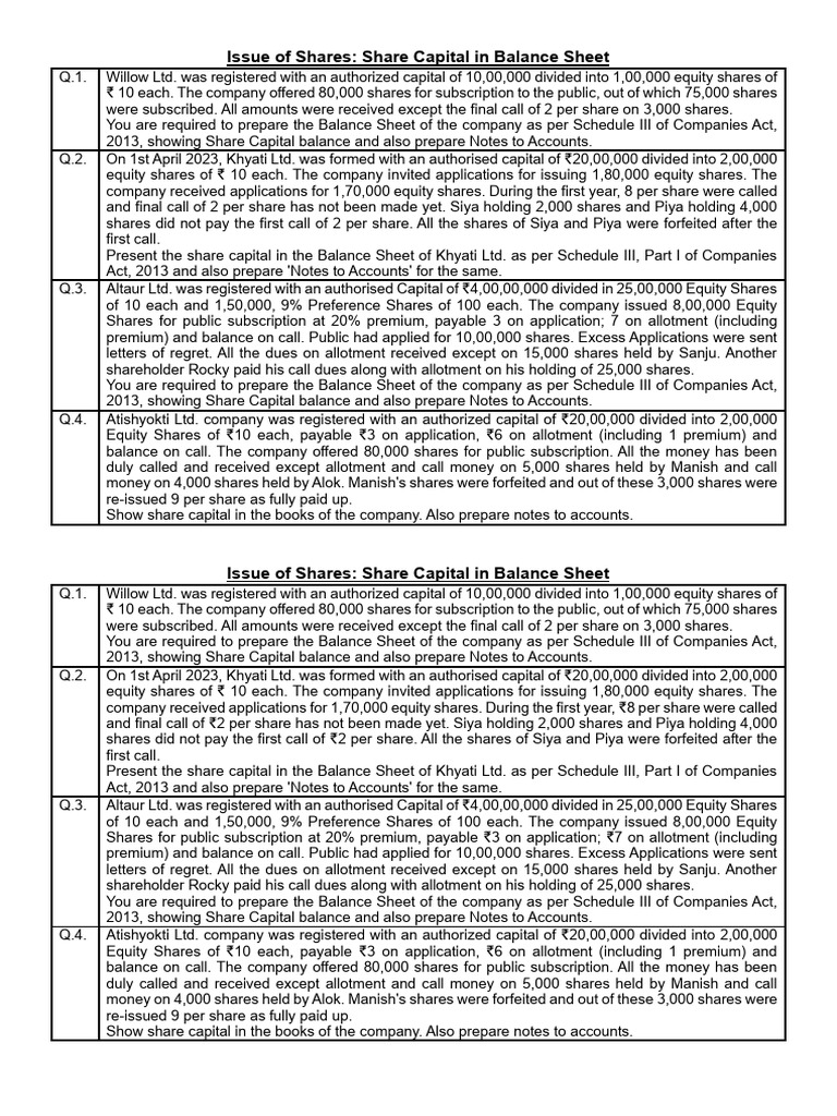 Altaur Ltd. Share Capital Analysis | PDF | Equity (Finance) | Balance Sheet