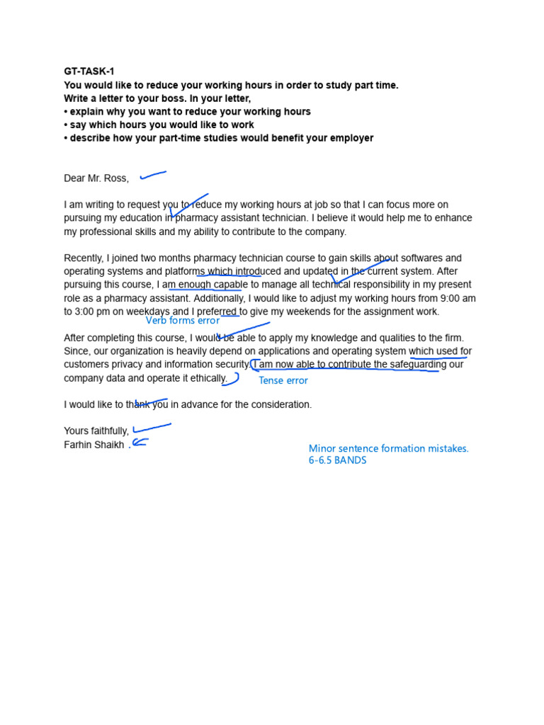 Request to Reduce Working Hours for Studies | PDF | Social Psychology ...