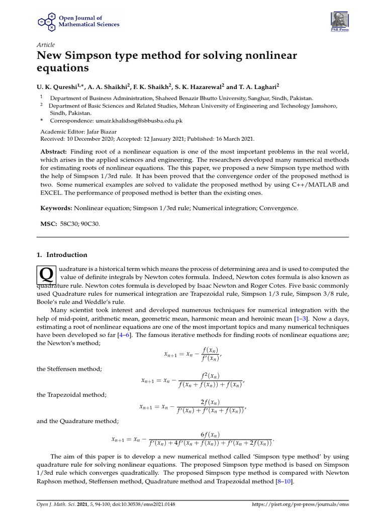 new-simpson-type-method-for-solving-nonlinear-equations | PDF | Numerical Analysis | Mathematics