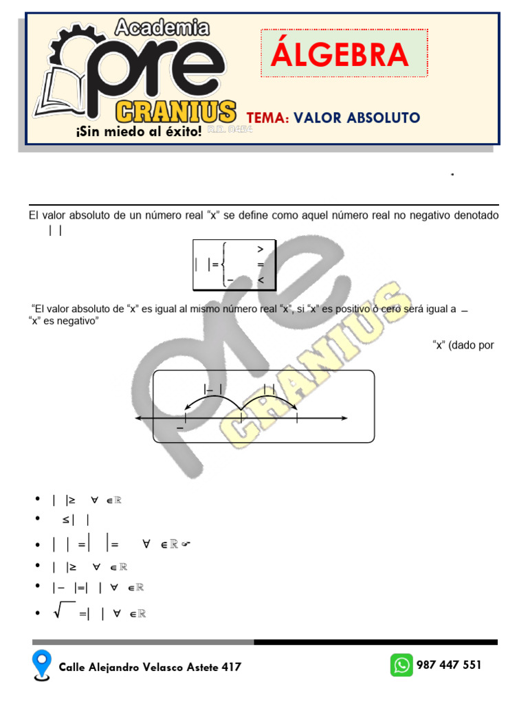 Definición y Propiedades del Valor Absoluto | PDF | Número Real ...
