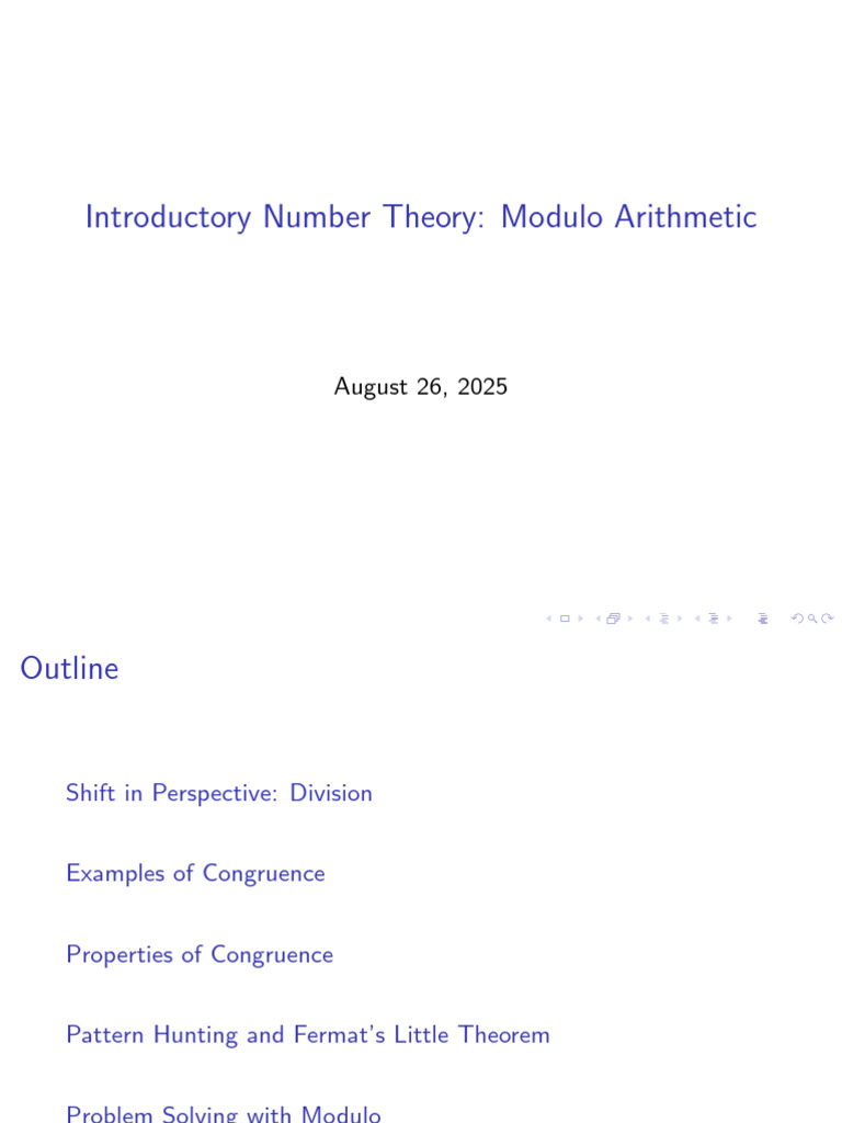 Modulo Arthmetic Session PDF | PDF | Prime Number | Number Theory