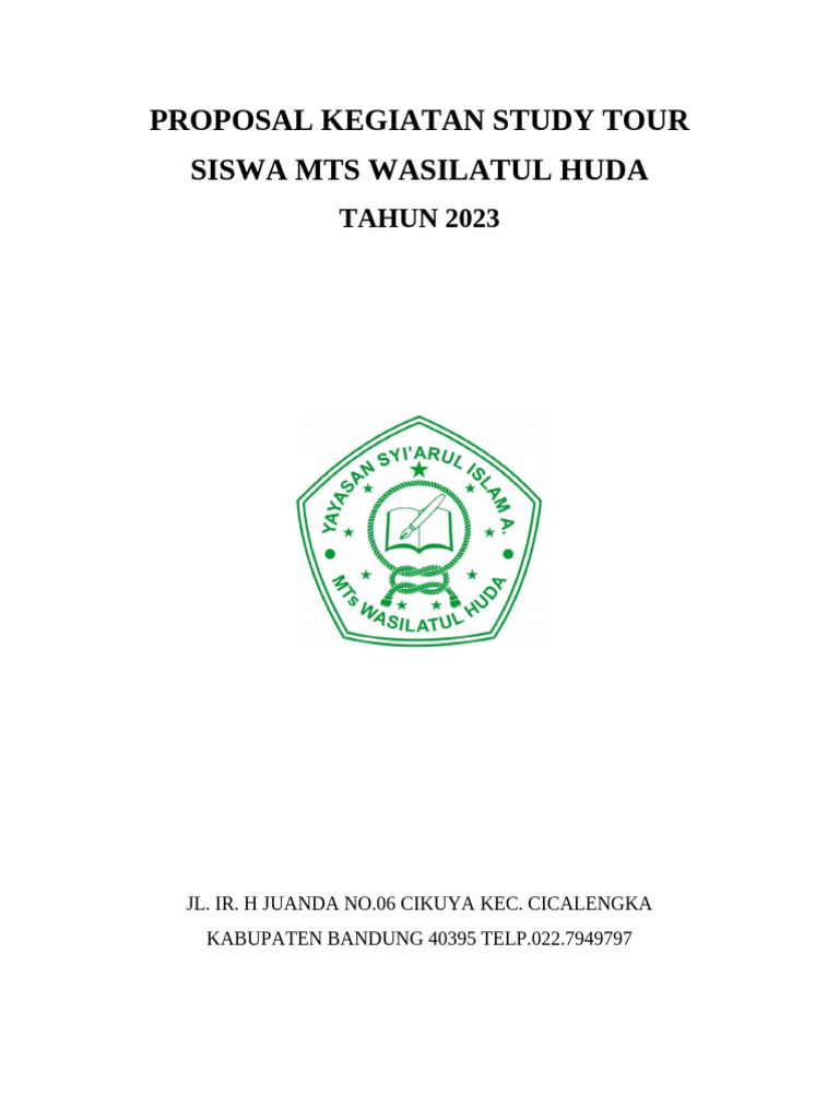 Proposal Study Tour MTs Wasilatul Huda 2023 | PDF