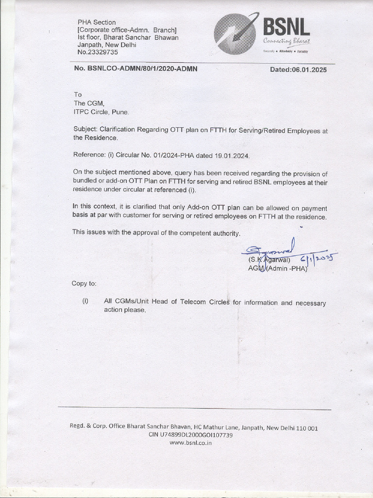 Clarification Regrading OTT Plan On FTTH | PDF