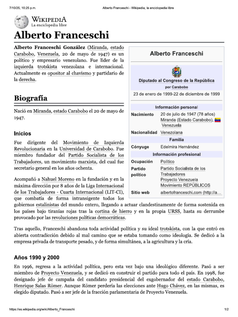 Alberto Franceschi - Wikipedia, La Enciclopedia Libre | PDF
