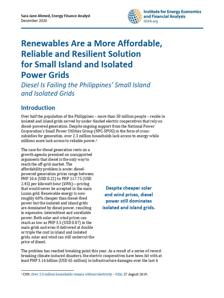 Renewables More Resilient Solution For Small Island Isolated Grids ...