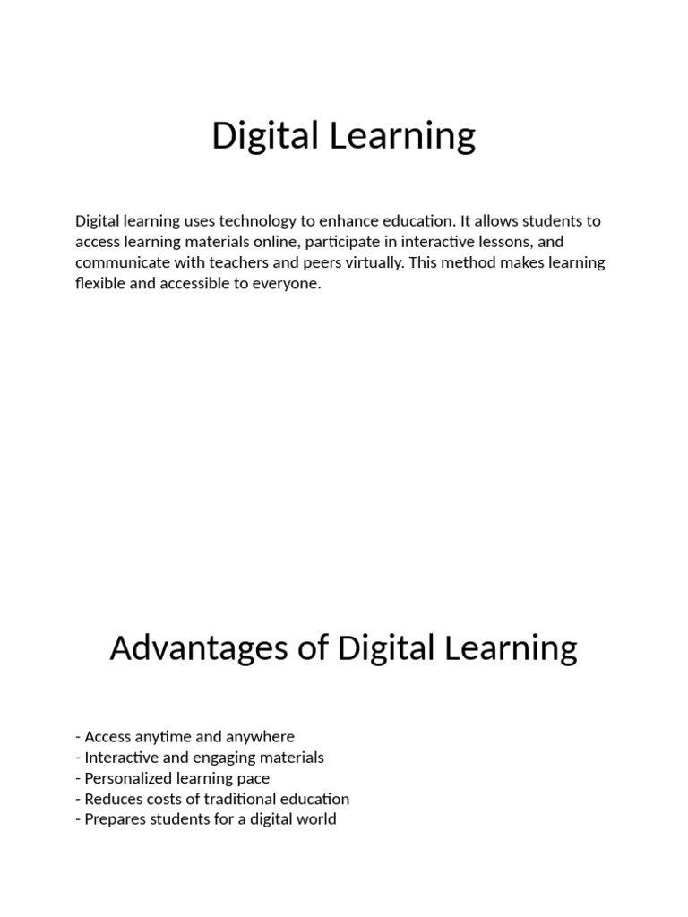 Digital Learning Presentation | PDF